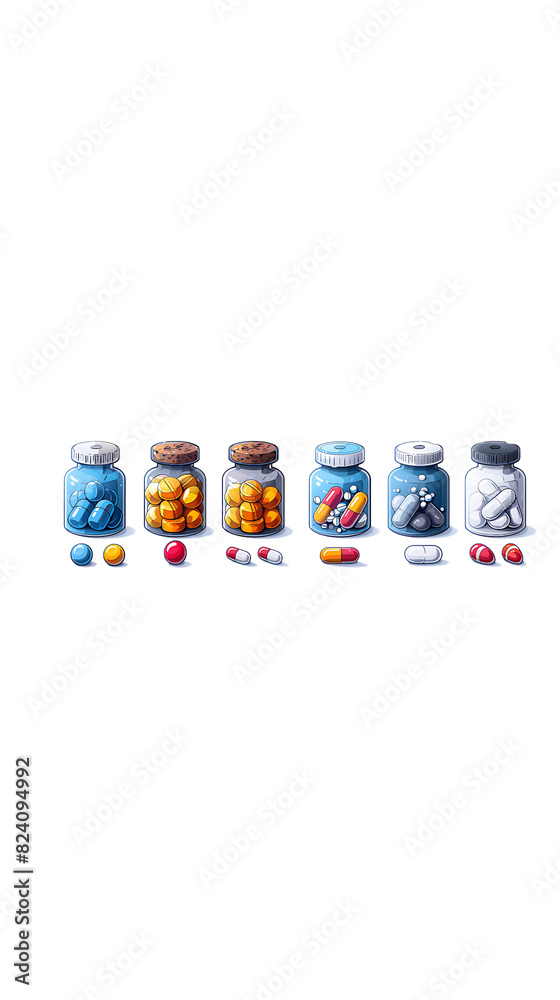 ภาพประกอบสต็อก Icons for different types of medication including ...