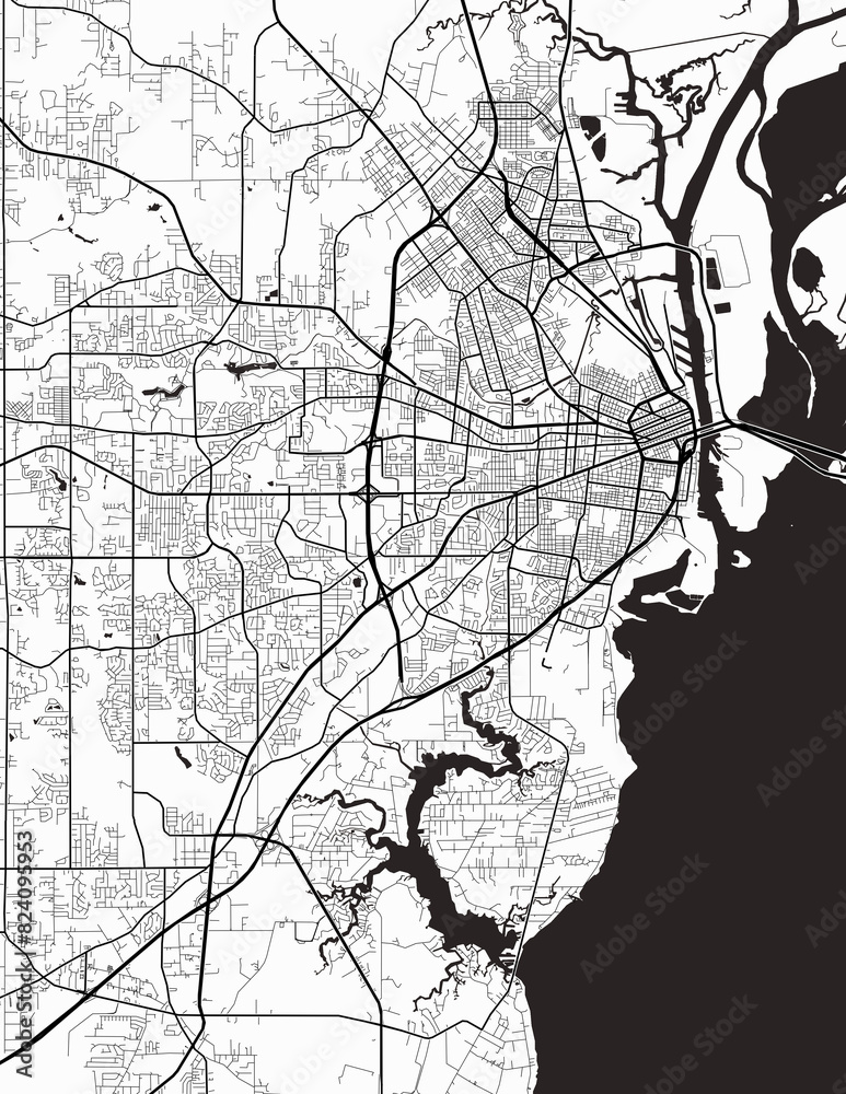 Minimalist white map of Mobile, Alabama – A modern map print ...