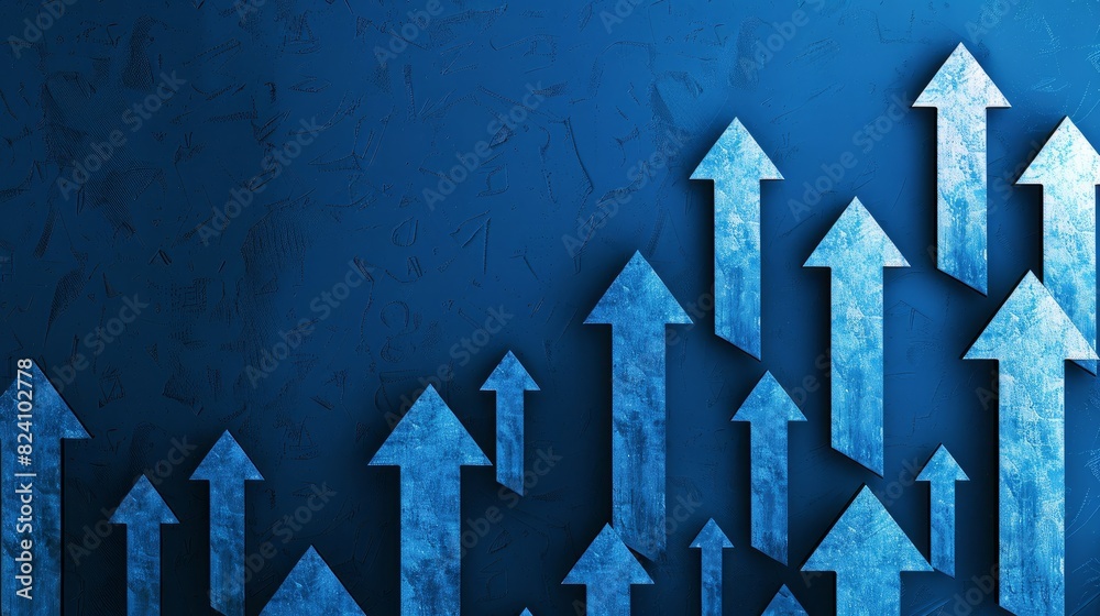 Multiple arrows pointing up on a deep blue background, with one ...