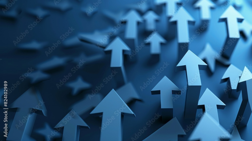 Multiple arrows pointing up on a deep blue background, with one ...