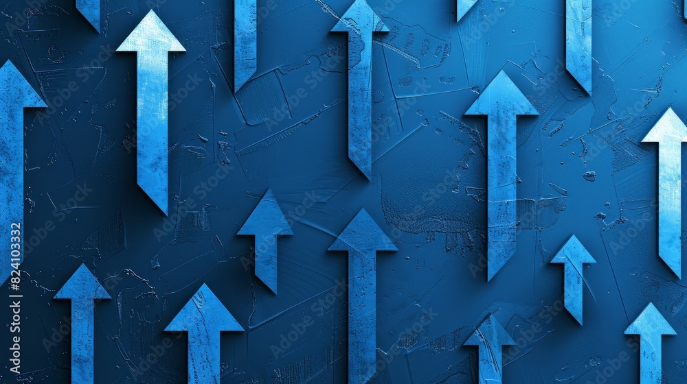 Multiple arrows pointing up on a deep blue background, with one ...