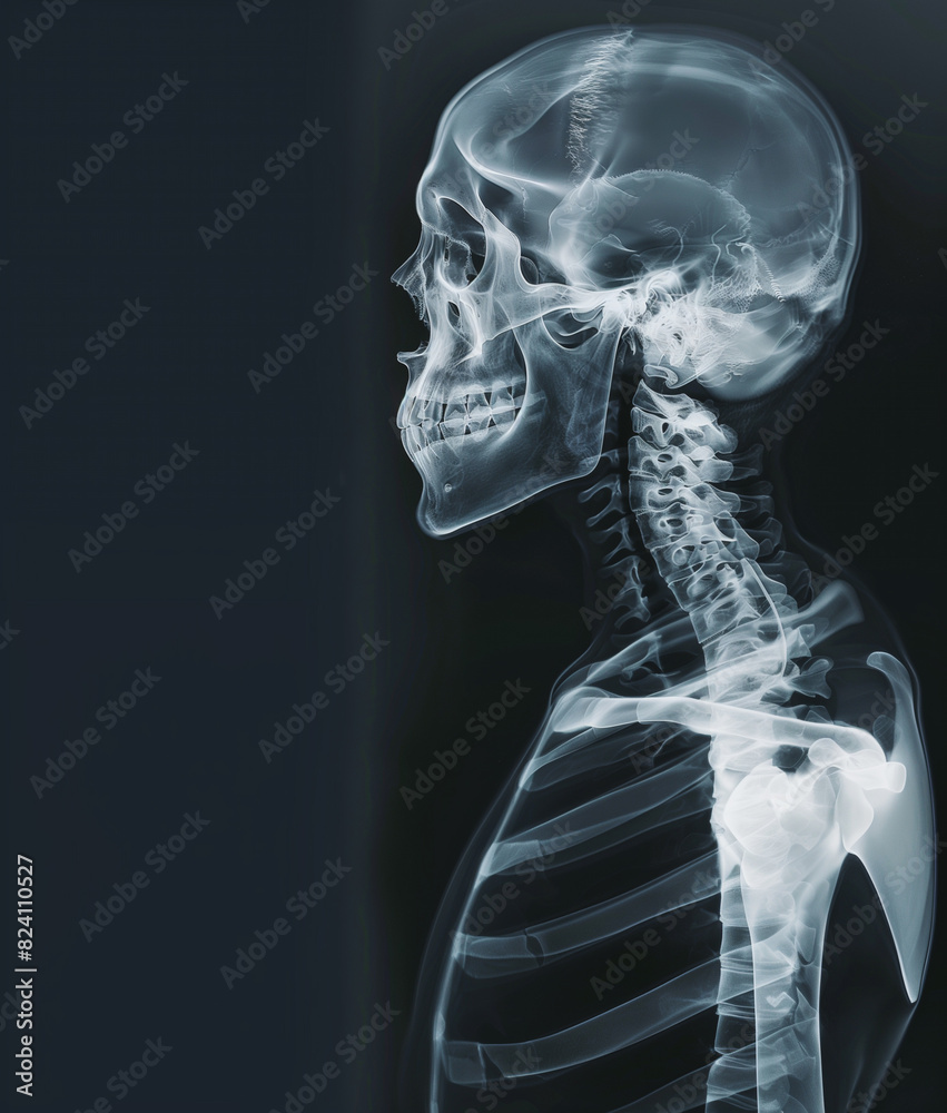 Full-Body X-Ray Image of Human Skeleton on Black Background, Detailed ...