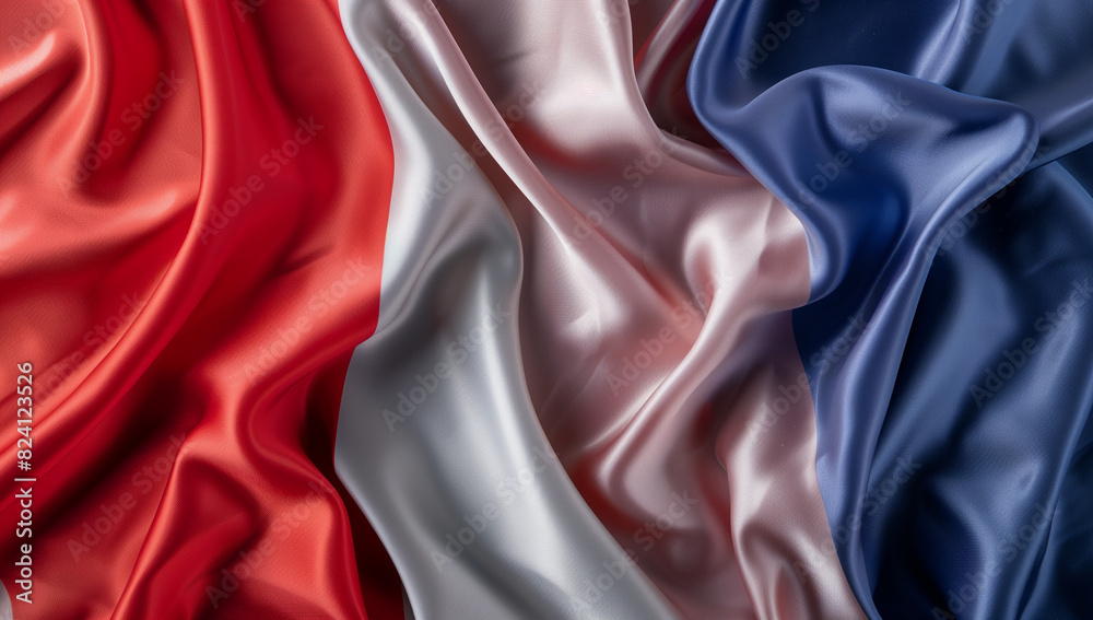 Foto de The French flag made from silk material. The background is a ...