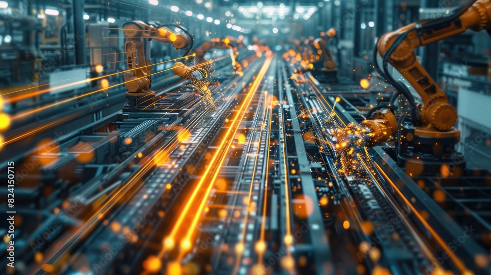 Witness the futuristic synergy of robotic arms in operation with ...