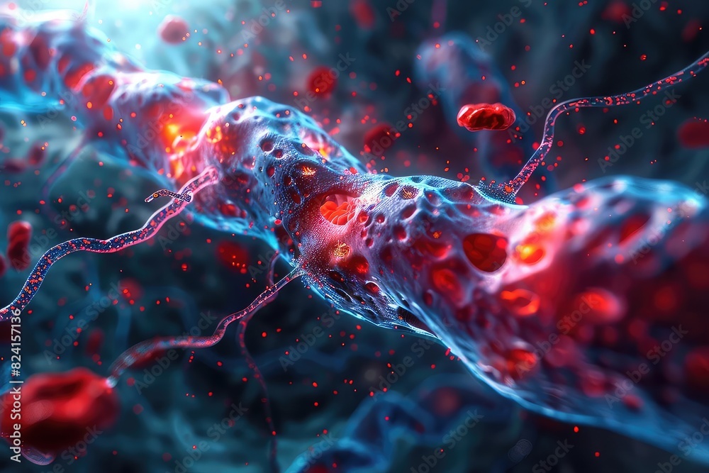 3D render of an infection spreading through the bloodstream ...