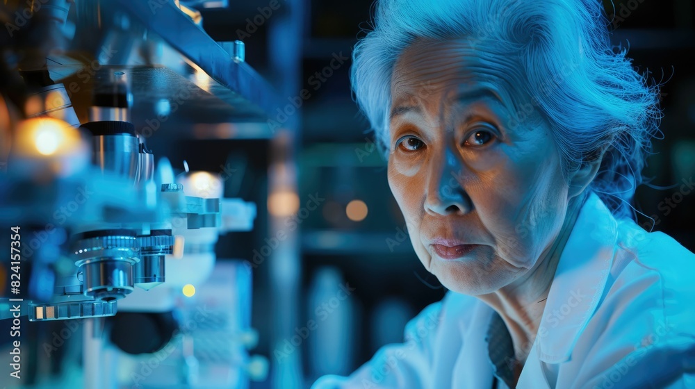 The picture of the senior asian female scientist in her early 60s ...