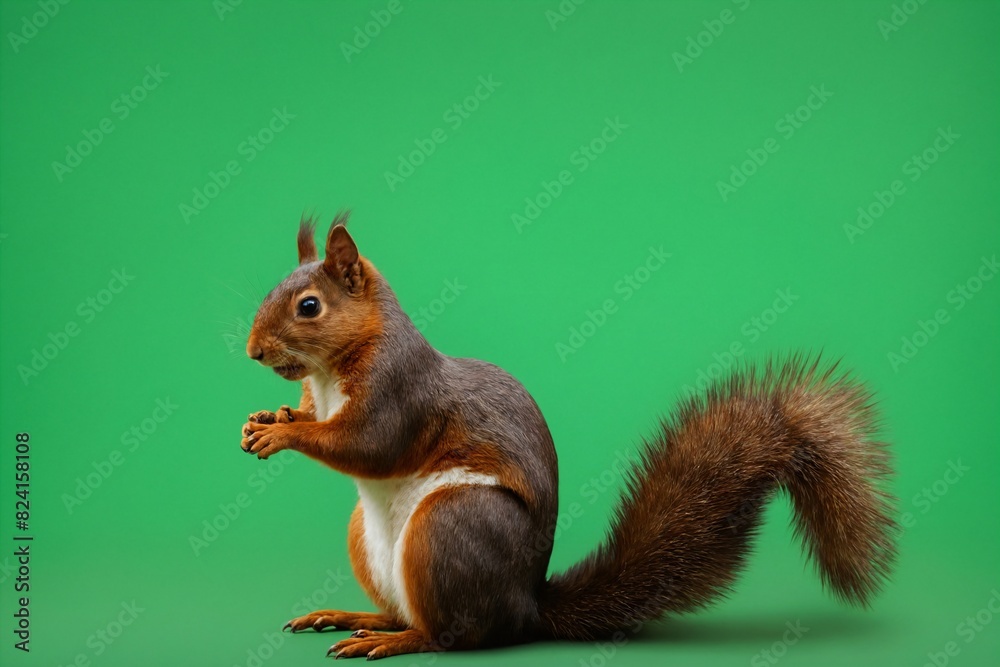 Adorable Squirrel in a Green Screen Background for Easy Editing and ...