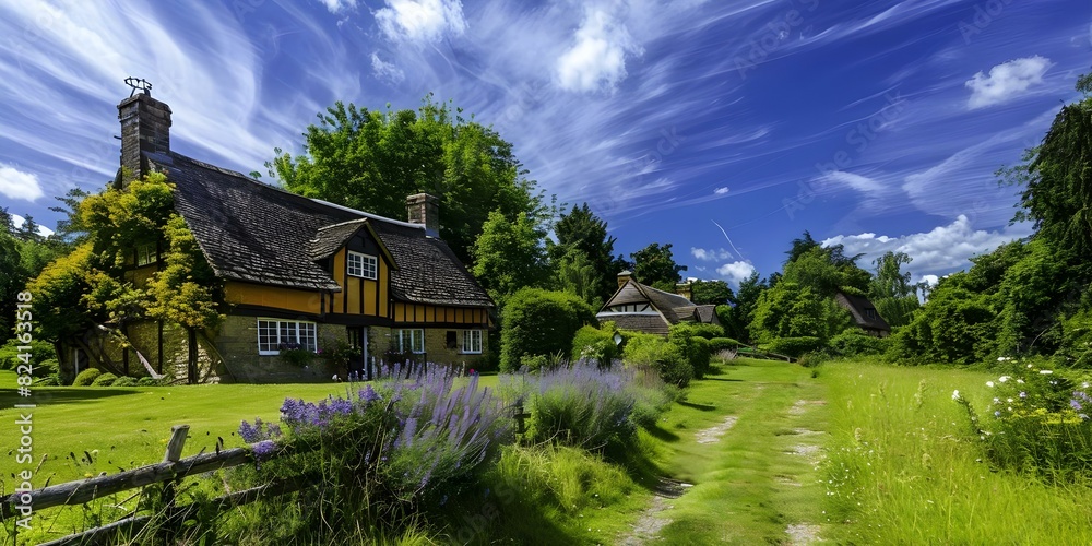 Picturesque English Village with a Traditional Elizabethan Tudor ...