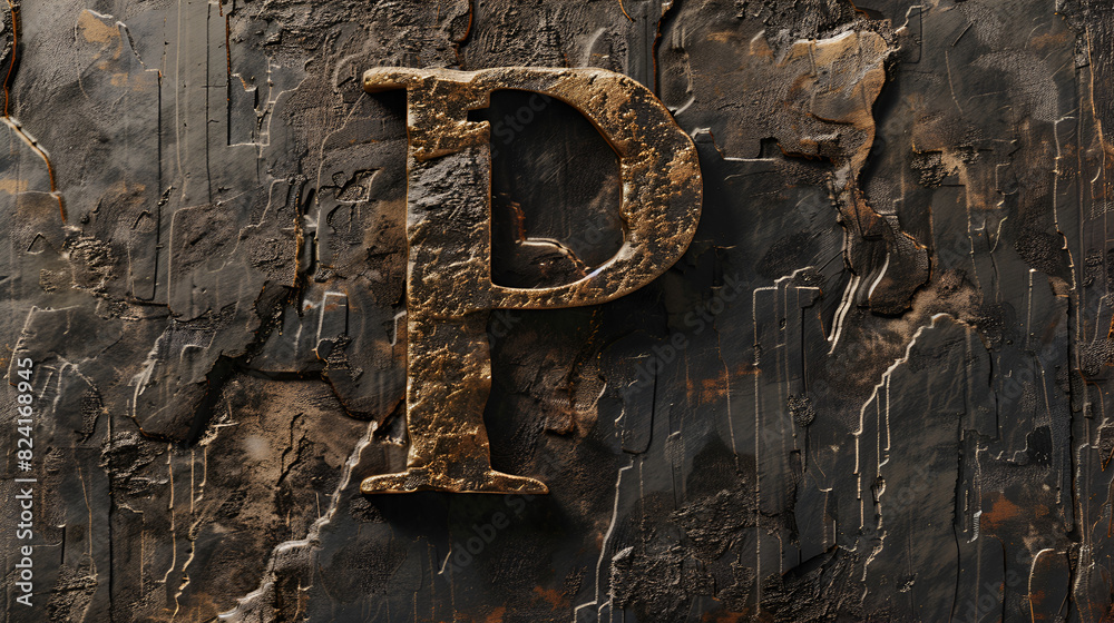 P letter logo in Ancient historical style. This icon based on rock art ...