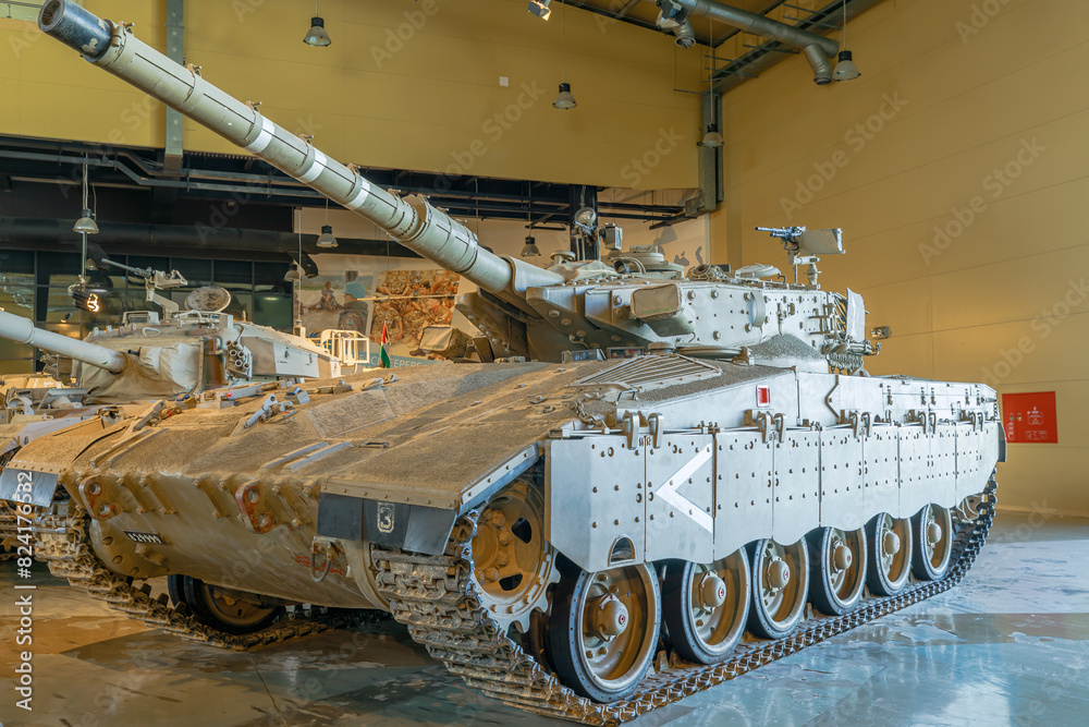 Royal Tank Museum, Amman, Jordan - May 4, 2024: Israeli Merkava Mark 3 ...