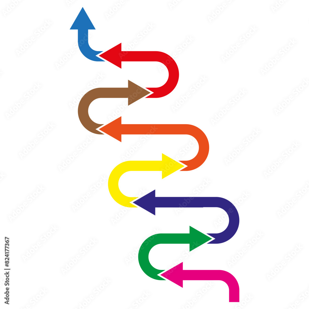 Colorful flow chart arrows. Directional process diagram. Vector ...