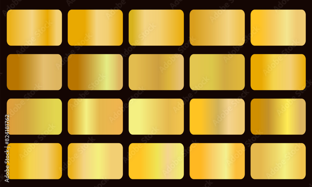 Yellow gold gradients metallic gradients set, Gold and bronze gradients ...