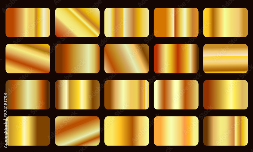 Gold foil texture background set. Vector golden, copper, brass and ...