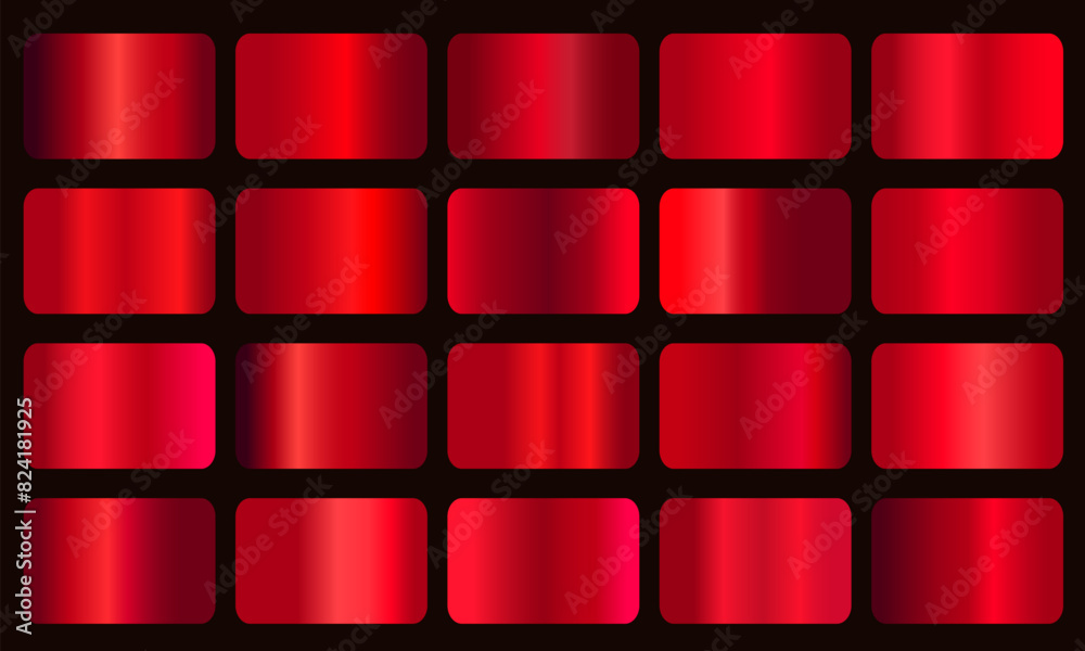 red gradients metallic gradients set, Vector collection of red metallic ...