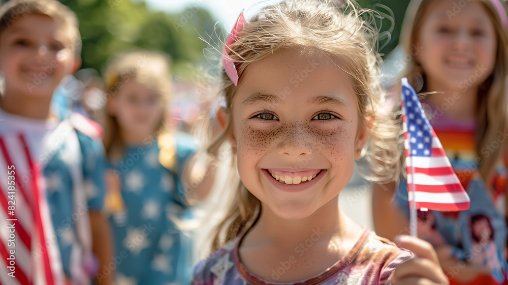 Cute Children Celebrating The American Holiday with Friends and Family ...