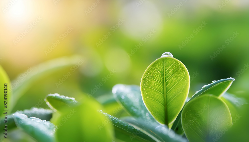 Nature green leaf at garden at summer under sunlight background ...