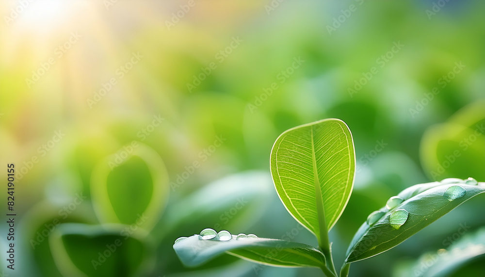 Nature green leaf at garden at summer under sunlight background ...