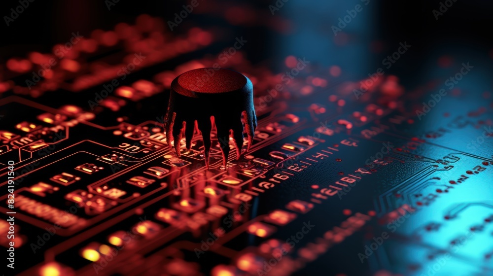 Virus in on a technical background with copy space. Virus. PC virus ...