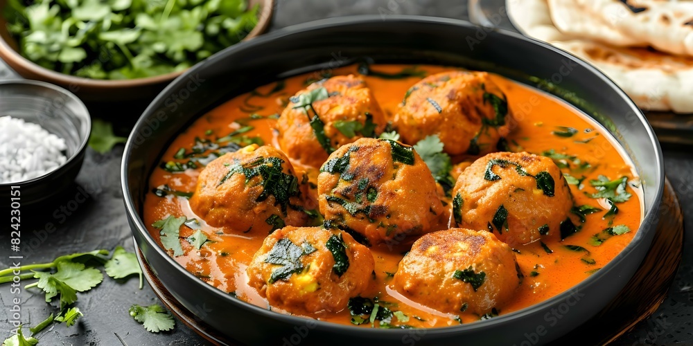 Indian vegetarian dumplings malai kofta in creamy tomato sauce with ...