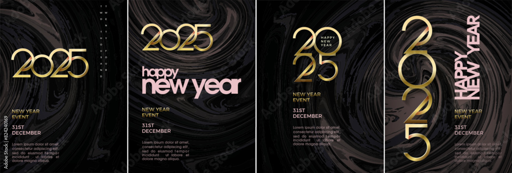 Set of 2025 background covers. Design for celebrations welcoming the ...