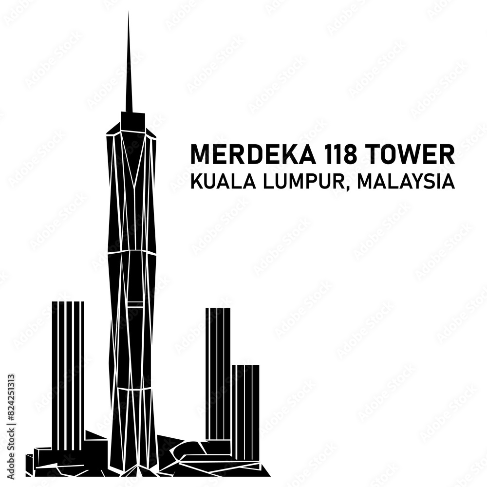 Merdeka 118 Tower and Cityscape Silhouette - Modern Architecture in ...