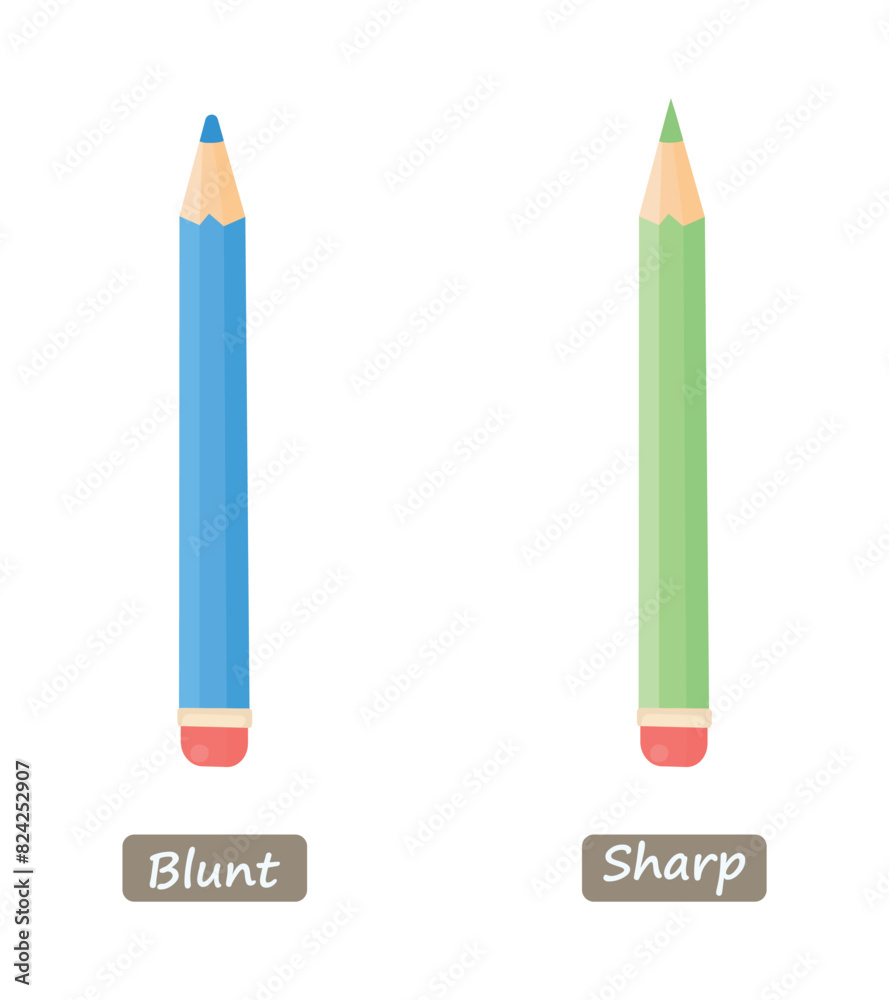 Opposite adjective antonym words sharp and blunt illustration of ...