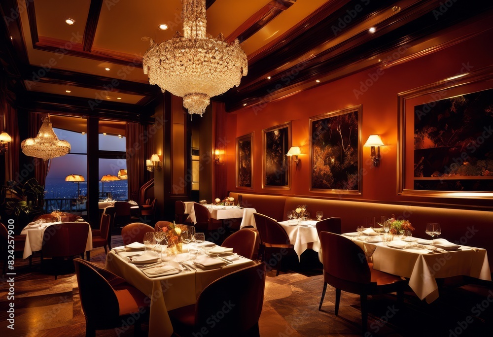 elegant restaurant dining ambient person savoring meal solo, stylish ...