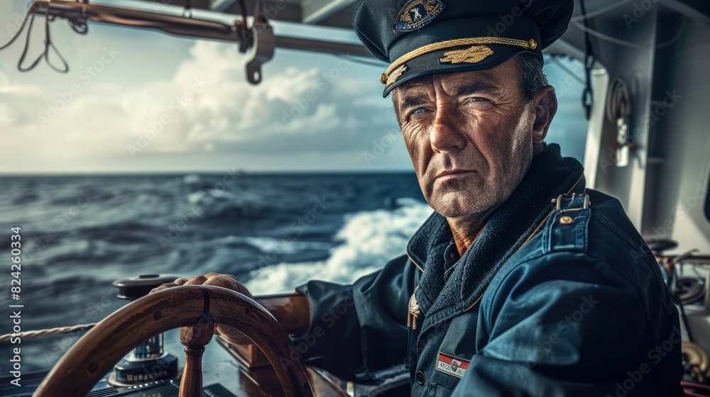 The picture of the military working as the marine captain for sailing ...