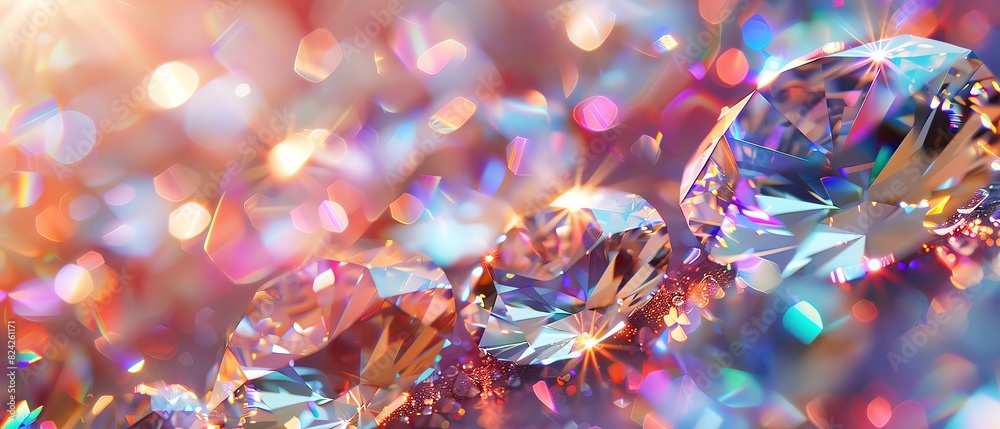 Many large and small diamonds of different sizes on a colorful ...