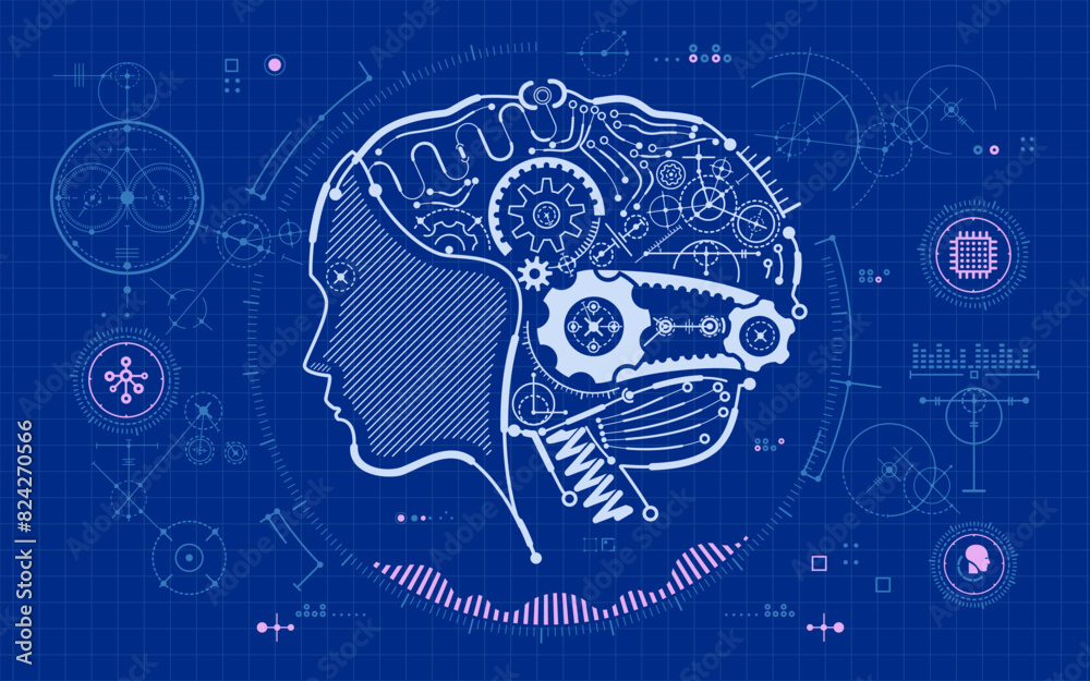 concept of machine learning, graphic of deep learning diagram of AI ...