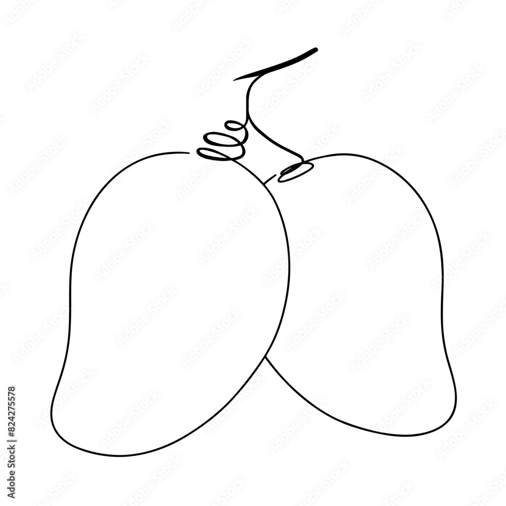 Continuous line drawing of mango.Vector illustration. Stock Vector ...