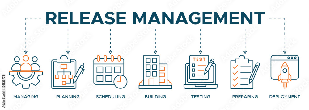 Release management banner web icon illustration concept with icon of ...