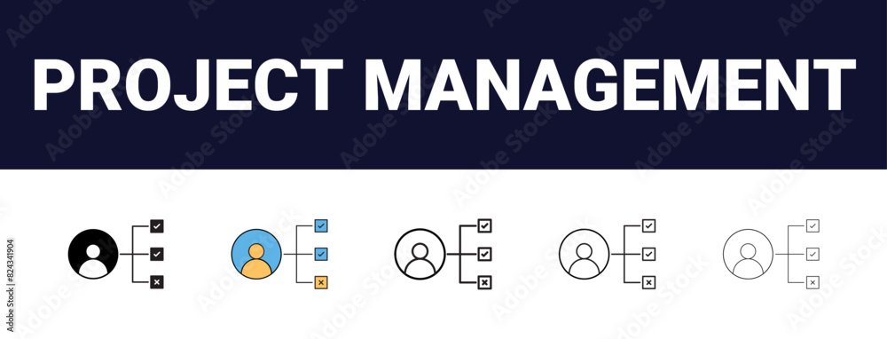 Different style project management icon collection. task management ...