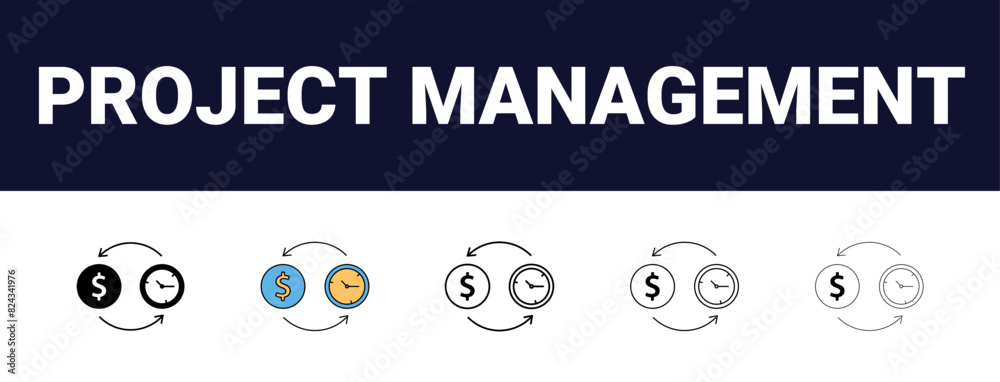 Different style project management icon collection. task management ...