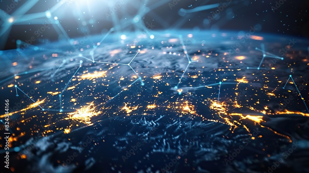 3D network hubs connecting different parts of the world. photo Stock ...