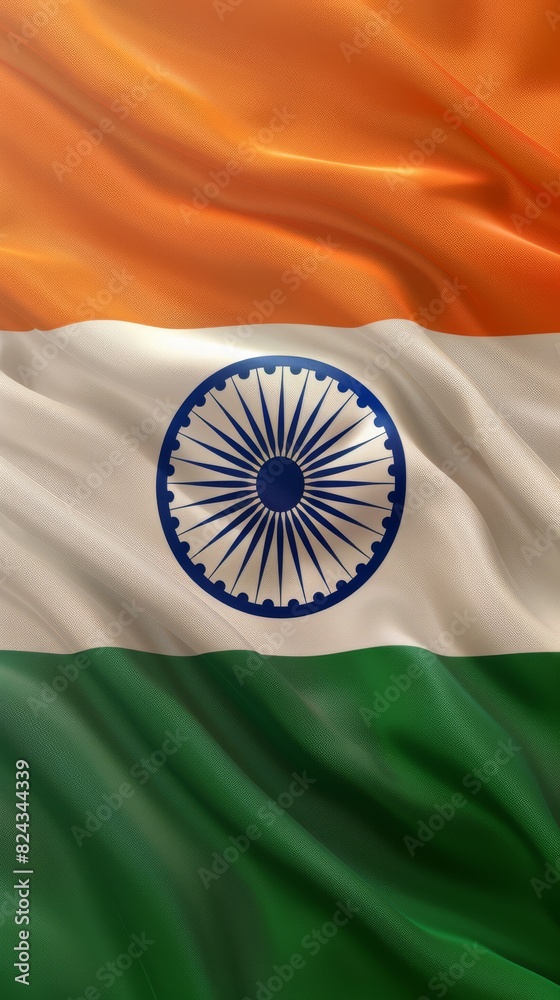 High-Resolution Image of the Indian National Flag with Saffron, White ...