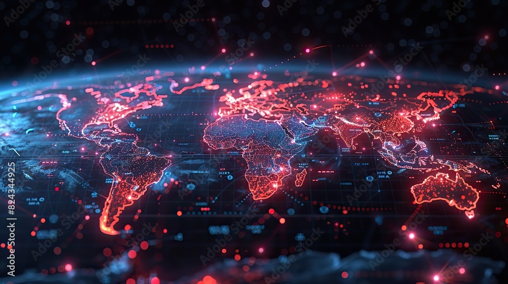 Global infrastructure map with highlighted data centers. image Stock ...