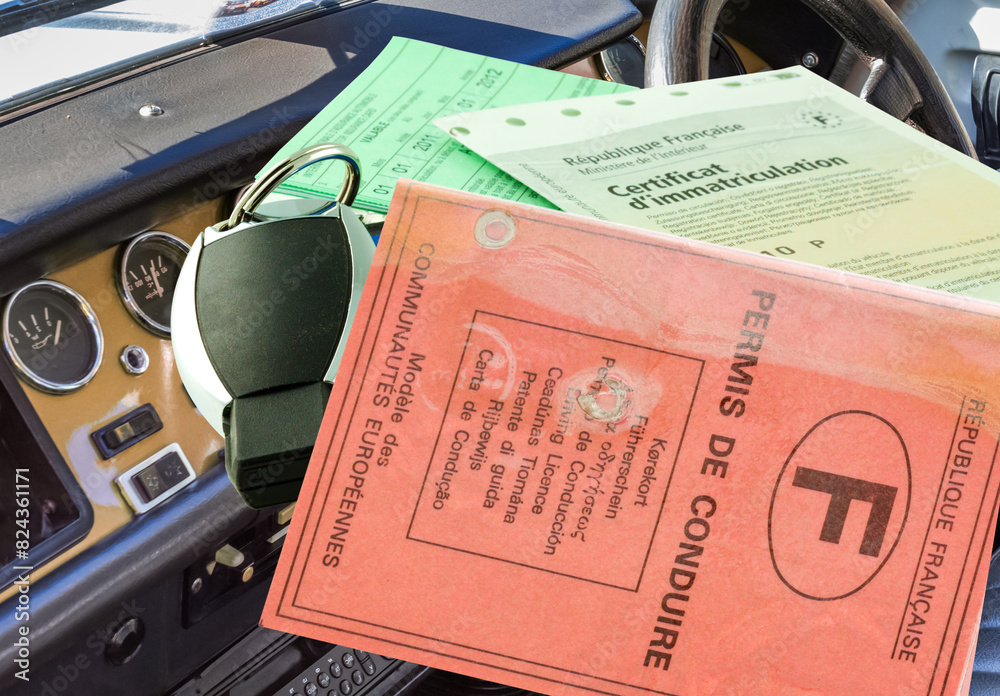 Papiers du véhicule : certificat d’immatriculation, permis de conduire ...