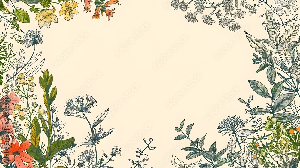 Detailed Botanical Border for World Health Day Illustrated Line ...