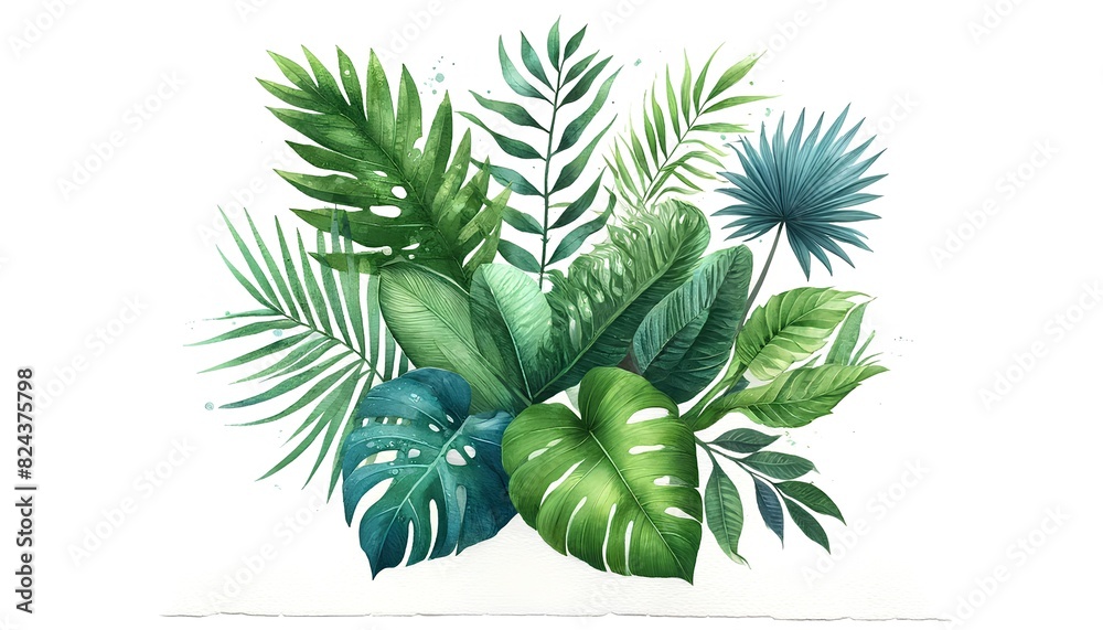 Watercolor Tropical Leaves Art Composition Beautiful watercolor ...