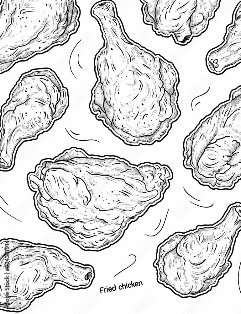 Tasty Fried Chicken Delight: Easy and Fun Coloring Pages - Easy ...