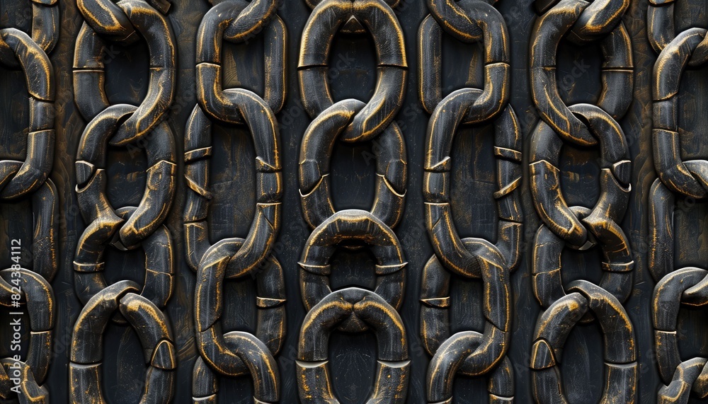 Interlocking chains form a symmetrical pattern, symbolizing strength ...