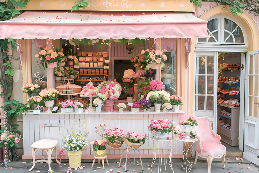 Spring Flower Shop Digital Backdrop, Family Portrait Kids Composite ...