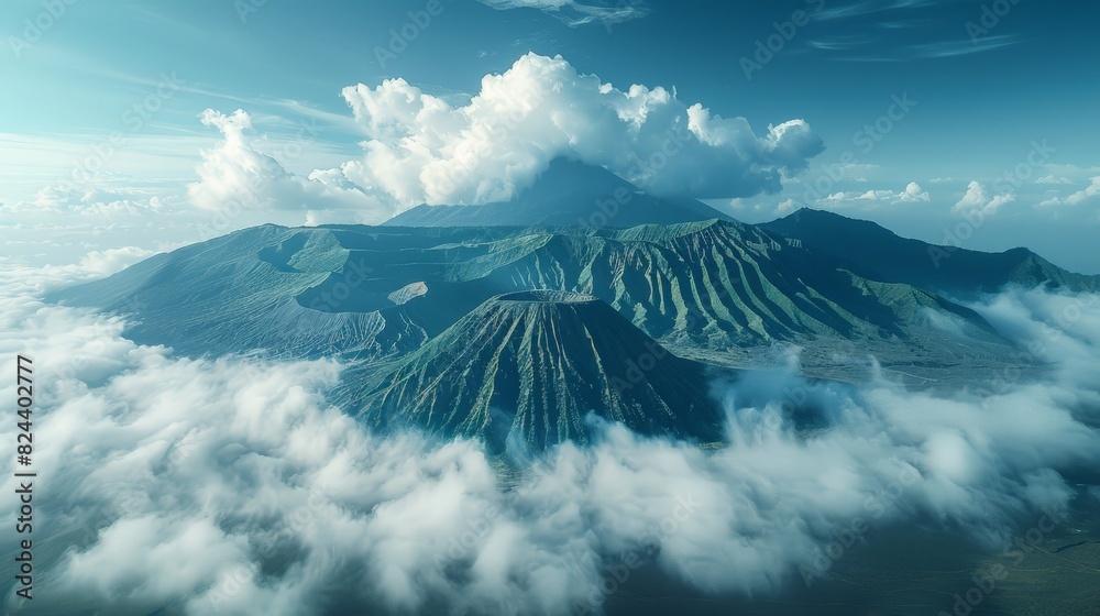 A breathtaking view from a height of Mount Bromo in Indonesia ...