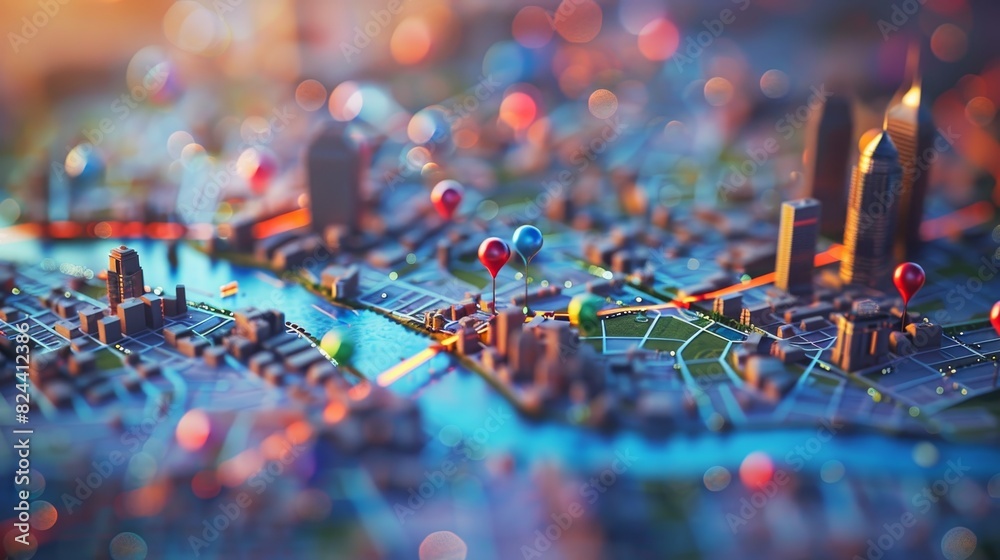 Geographic Information System (GIS): A 3D vector illustration of a city ...