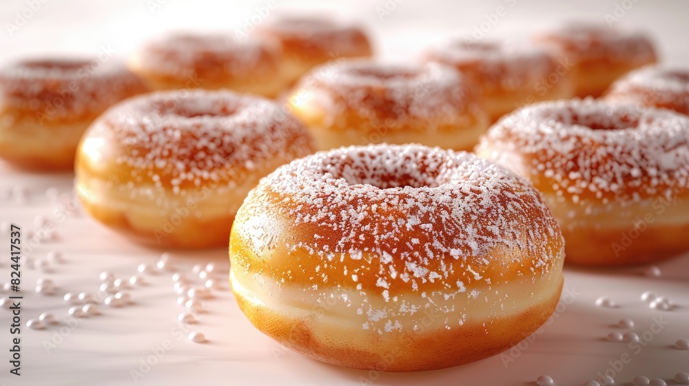 Realistic depiction of light and fluffy beignets on a white background ...