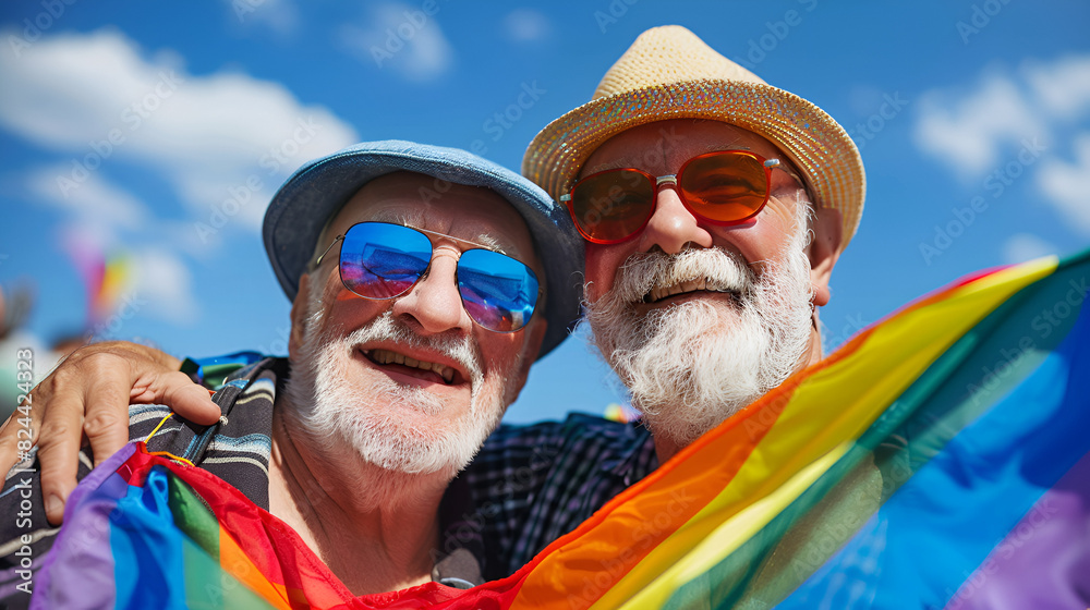 elderly rainbow blue flag month hugging march male for homosexual ...