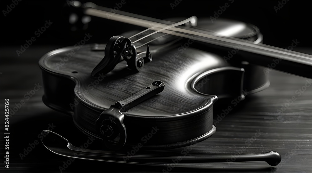 Classic violin and bow on black background space for text, Beautiful ...