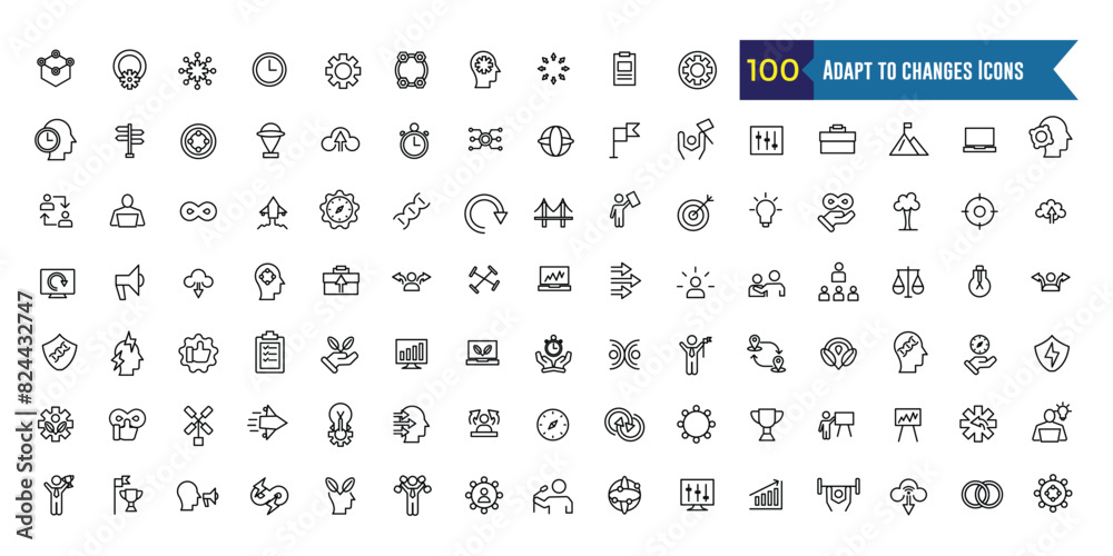 Vetor de Adapt to changes icons set. Outline set of adapt to changes ...