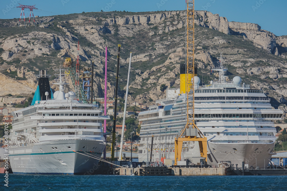 Classic and modern cruise ship cruiseship liners maintenance repair ...